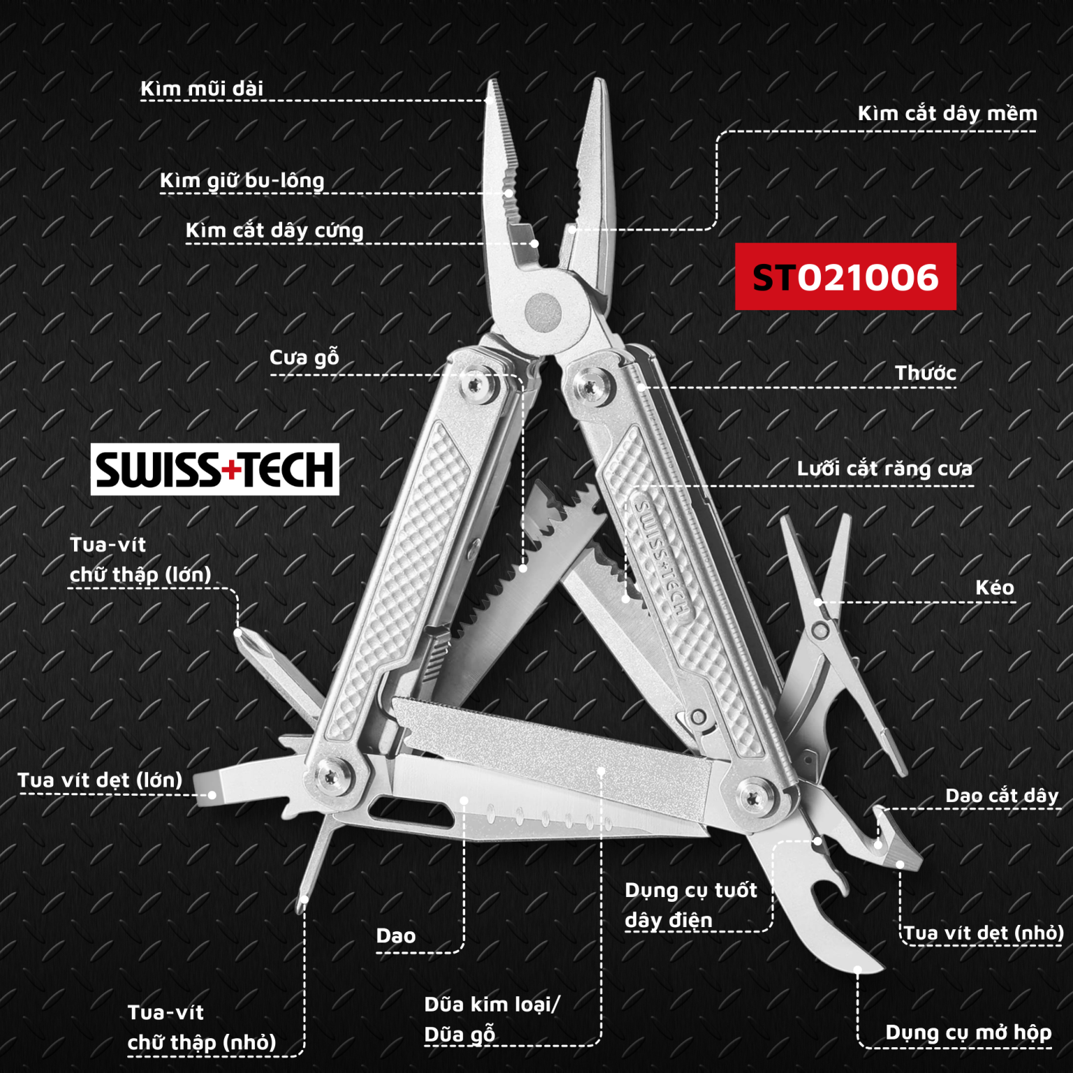 Bộ dụng cụ đa năng Swiss+Tech ST021006, Kìm bỏ túi đa năng 17 trong 1 ...